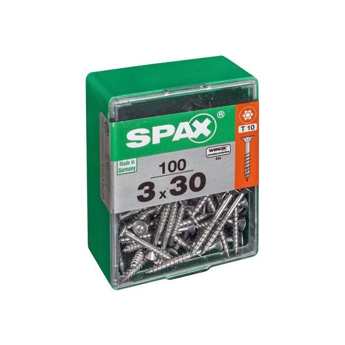 SPAX RUUVI TORX UPPOKANTA, OSAKIERRE WIROX 3X30 M 100KPL