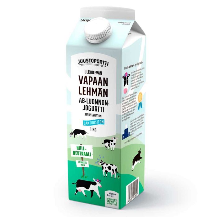 JUUSTOPORTTI VAPAAN LEHMÄN AB-JOGURTTI MTON LAKTON 1KG