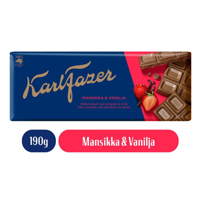 FAZER MANSIKKA & VANILJA SUKLAALEVY 190 G