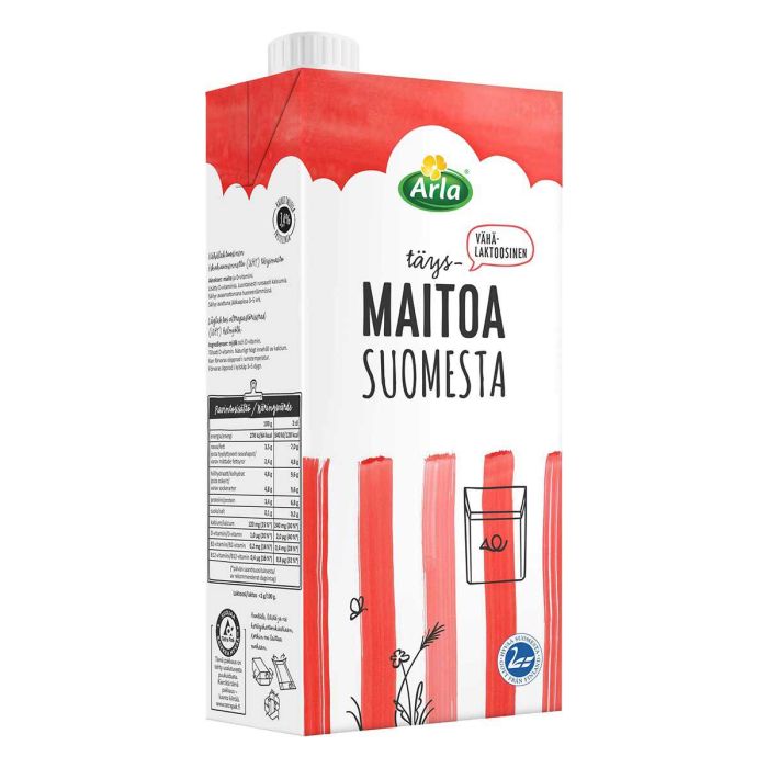 ARLA VÄHÄLAKT TÄYSMAITO SUOMI UHT 1L